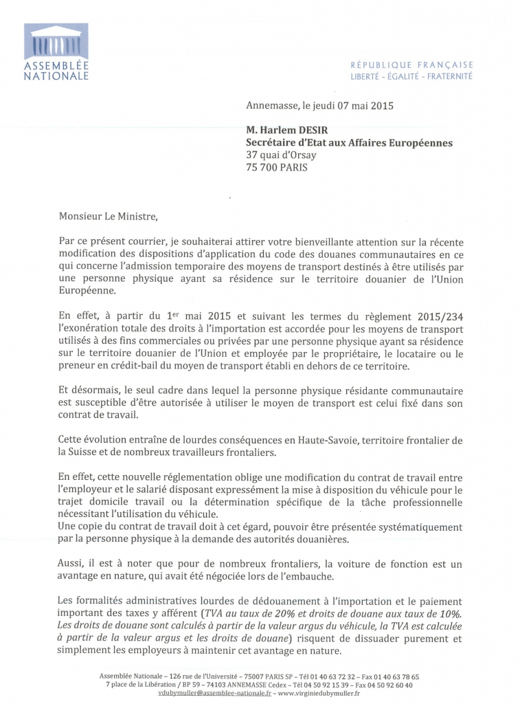 Nouvelle réglementation douanière sur les véhicules de fonction : la réponse du Gouvernement ...